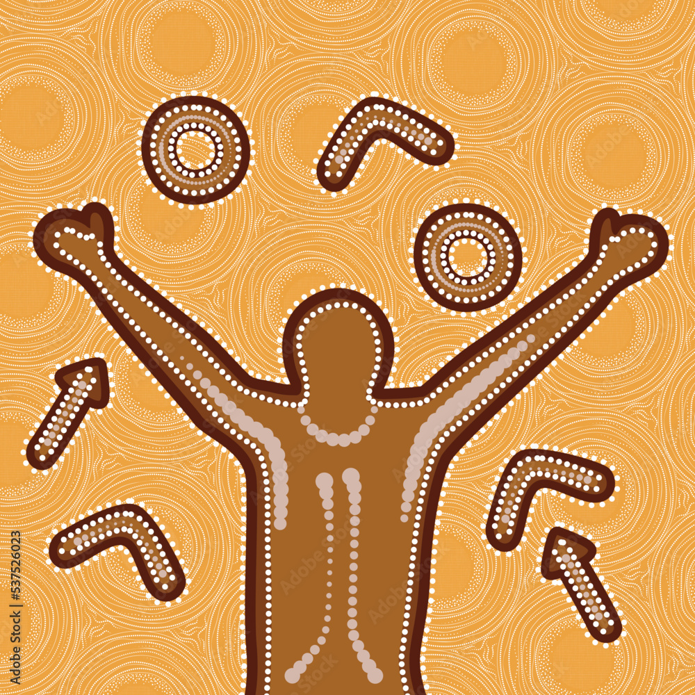 Aboriginal art vector painting depicting victory Stock Vector | Adobe Stock