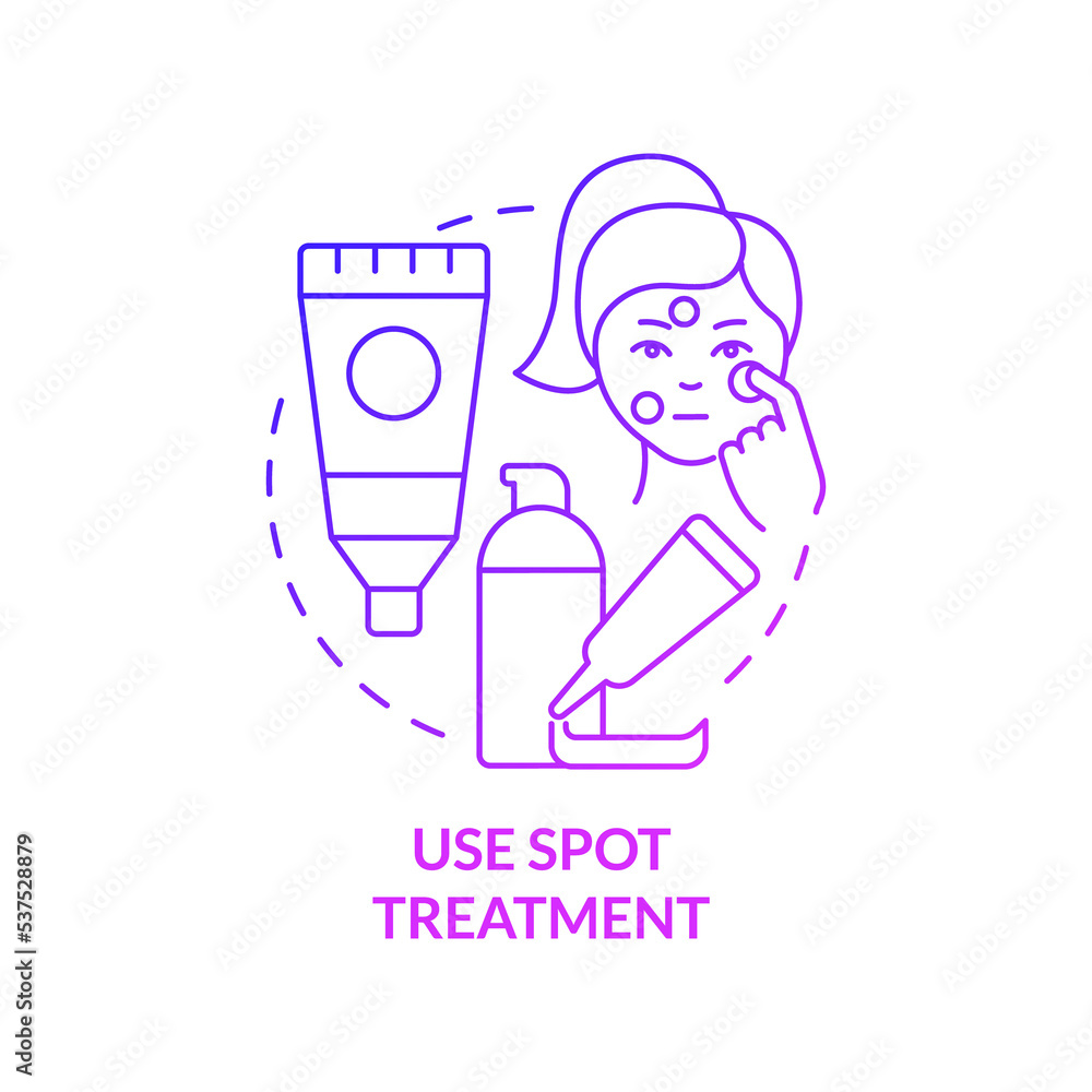 Use spot treatment purple gradient concept icon. Anti-acne product ...