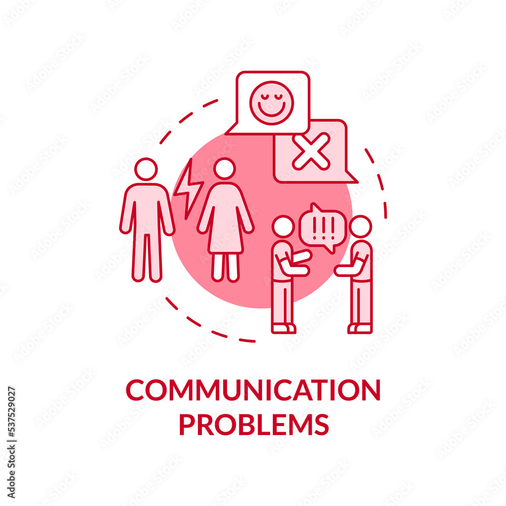 Communication problems pink concept icon. Relationship crisis. Divorce ...