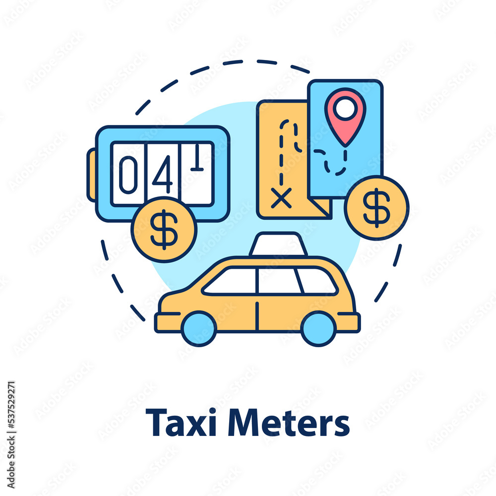 Taxi meters concept icon. Calculating device. Starting delivery ...