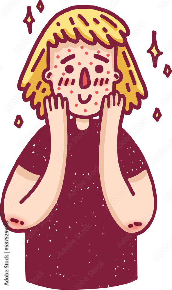 Cute body positive girl with acne and problem skin. Character in ...