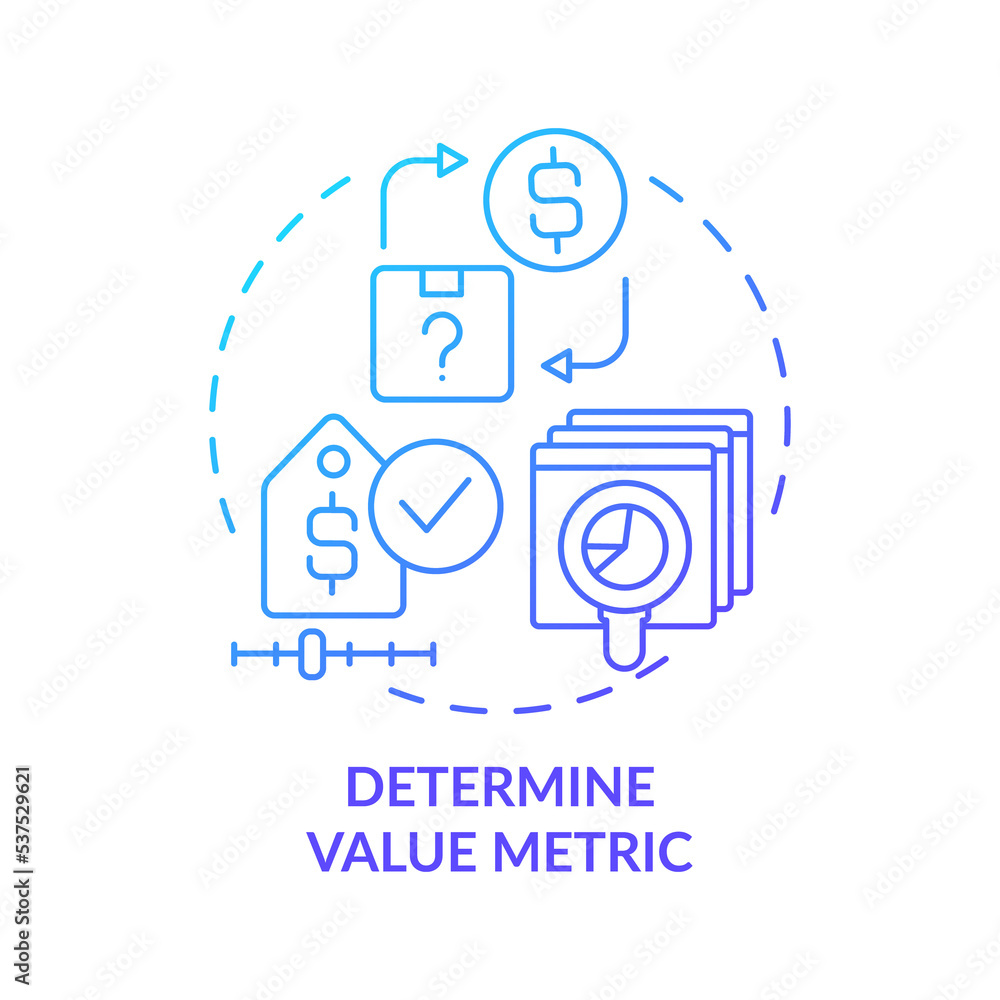 Determine value metric blue gradient concept icon. Pricing strategy abstract idea thin line ...