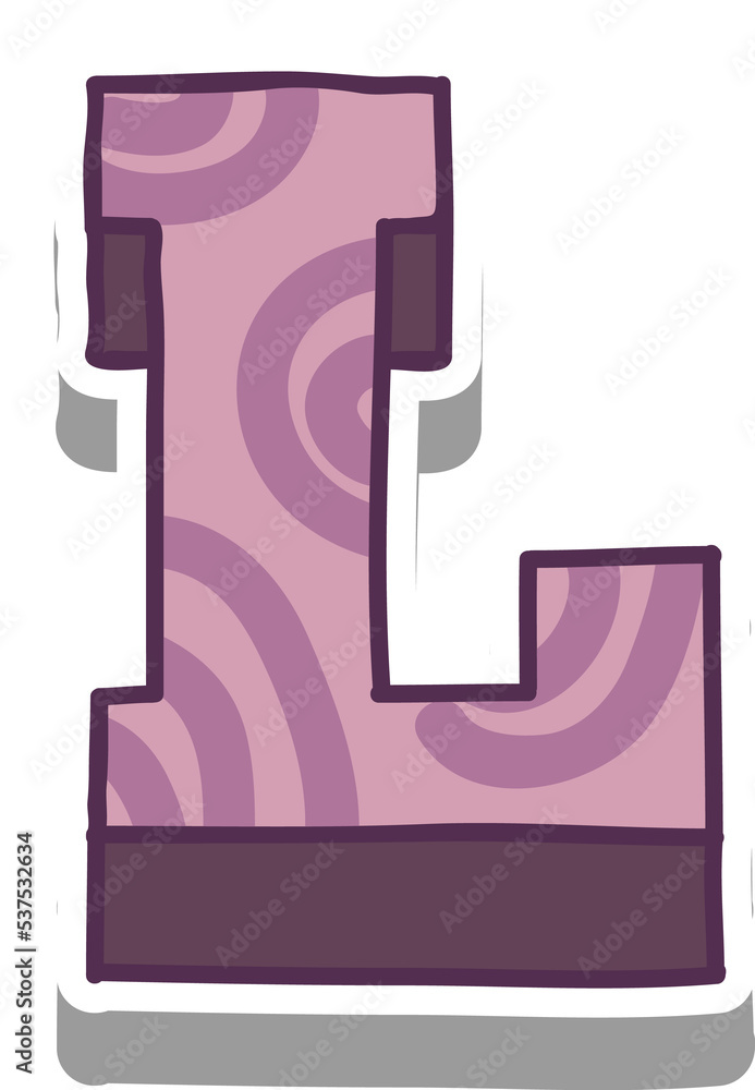 L letter. Modern hand-drawn cartoon illustrations. Children alphabet ...