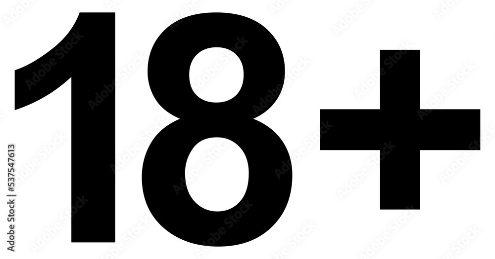 Sign of Adult Only Icon Symbol for Eighteen Plus (18+) and Twenty One ...