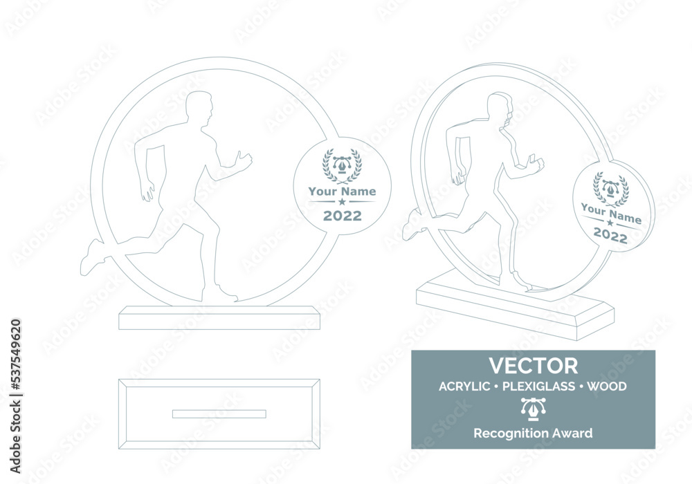 Marathon competitions trophy vector template, Marathon runner trophy ...
