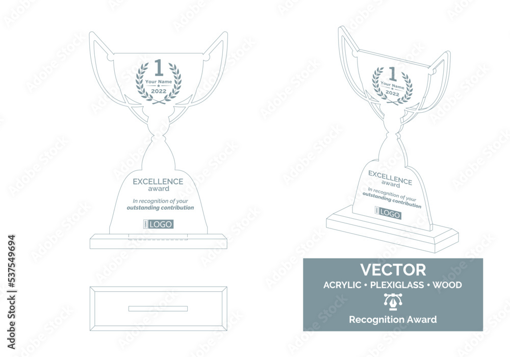 Trophy Vector Template. Trophy Distinction Award. Recognition Trophy ...