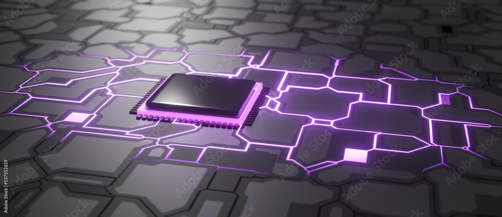 Futuristic technology background CPU central processing unit on circuit ...
