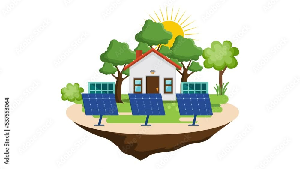 Motion graphic natural energy concept, Solar Power Panel 2D Animation ...