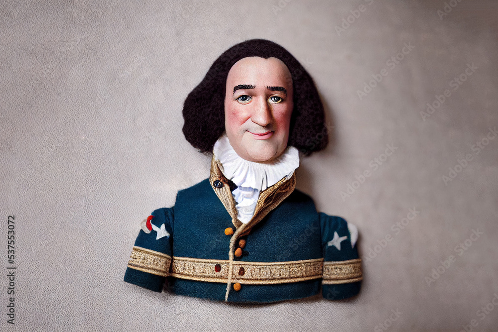 ภาพประกอบสต็อก 3D Rendered portraits of George Washington wool felt ...