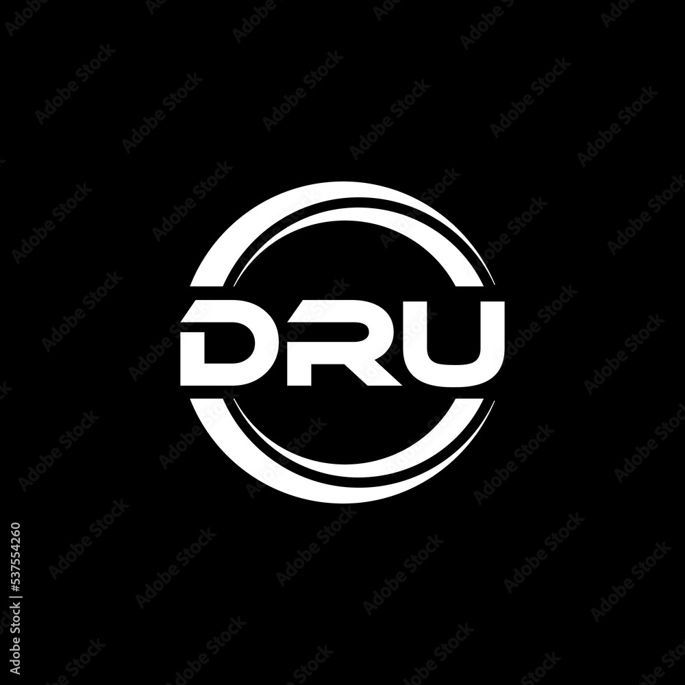 Vecteur Stock DRU letter logo design with black background in ...