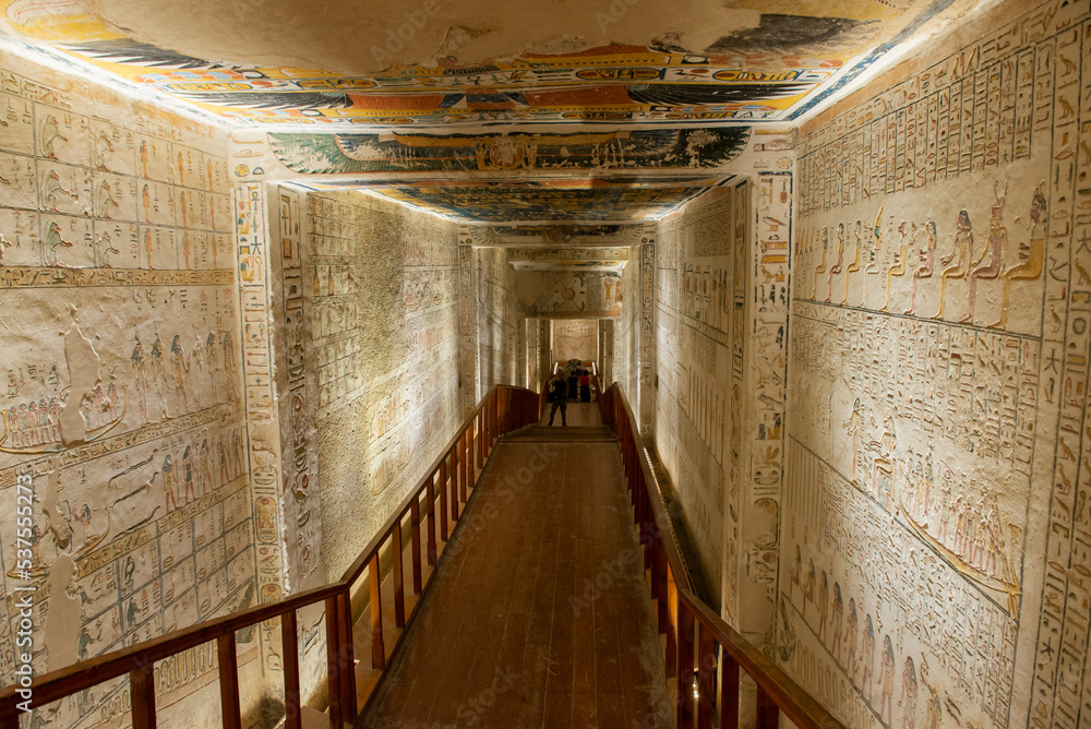 Hieroglyphic carvings in an ancient Egyptian tomb Stock Photo | Adobe Stock
