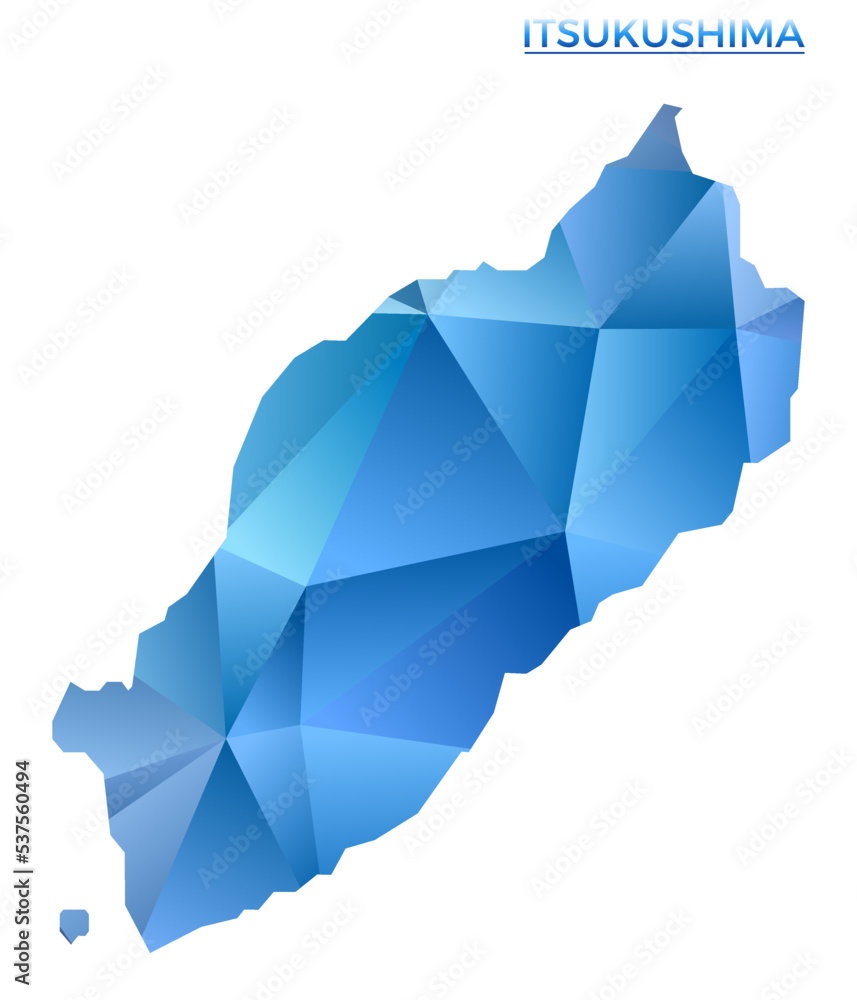 Vector polygonal Itsukushima map. Vibrant geometric island in low poly ...