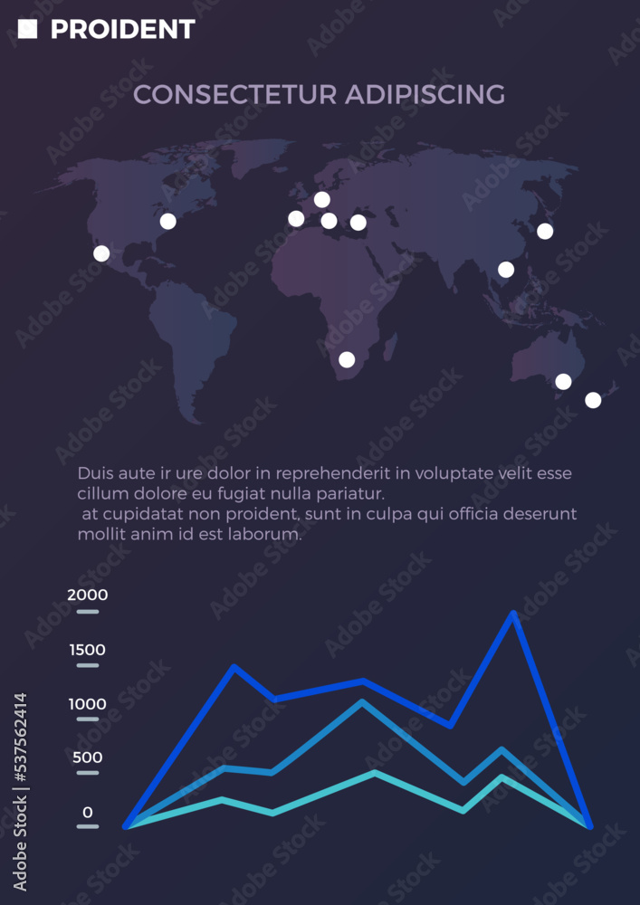 Statistic page template with world map and line chart Stock Vector ...