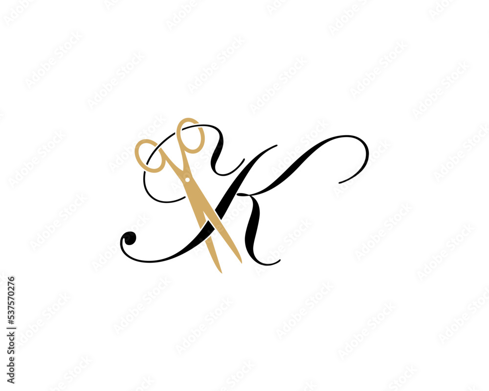 Letter K with scissor logo Vector 001 Stock Vector | Adobe Stock