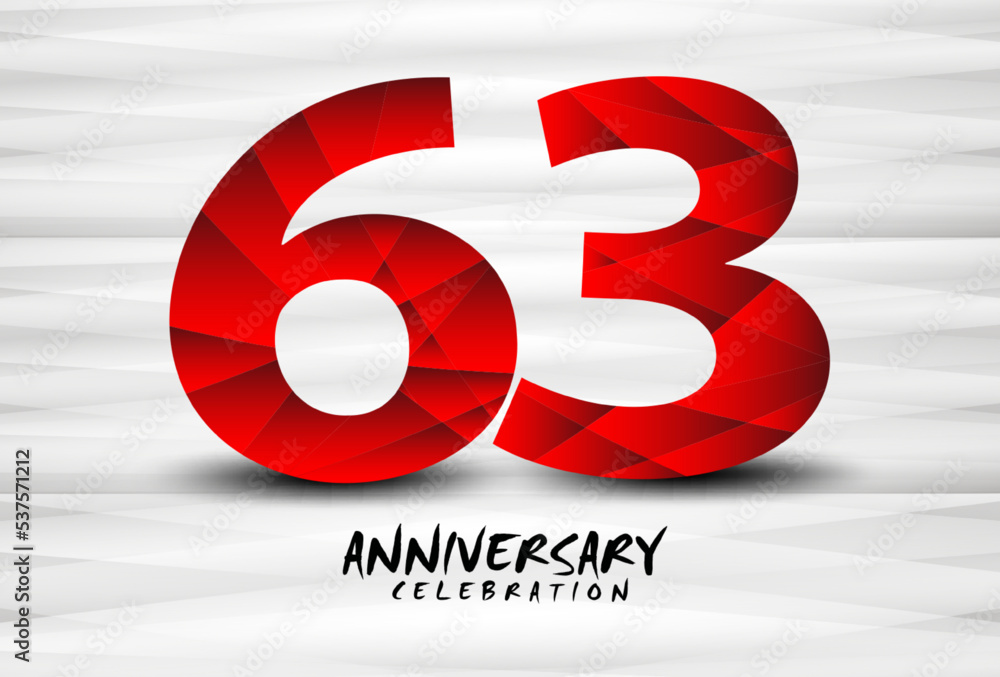 63 Year Anniversary Celebration Logo red polygon vector, 63 Number ...
