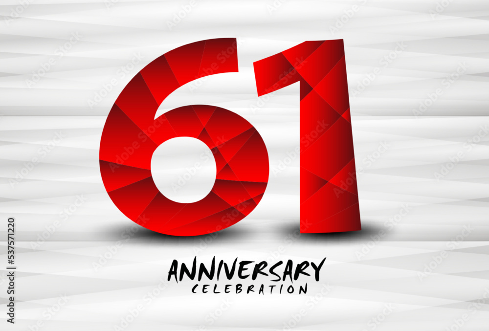 61 Year Anniversary Celebration Logo red polygon vector, 61 Number ...
