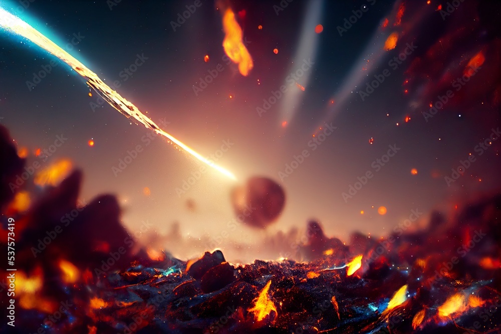 Meteor Impact On a planet - Fired Asteroid In Collision With Planet ...