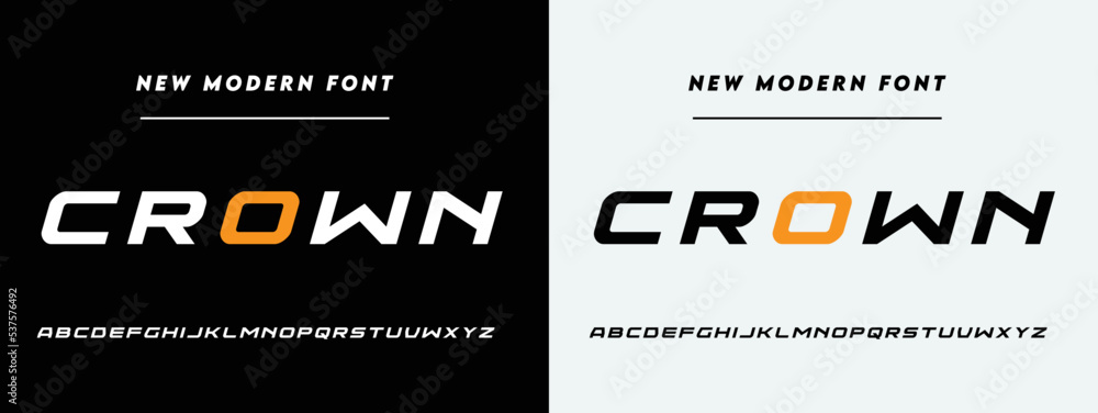 CROWN Sports minimal tech font letter set. Luxury vector typeface for ...