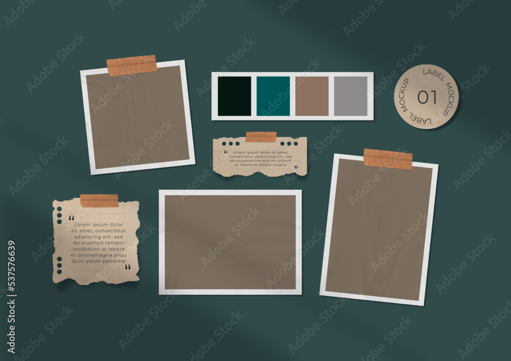 Realistic and Simple Photo Frame Set Moodboard Mockup. Mood Board Stock ...