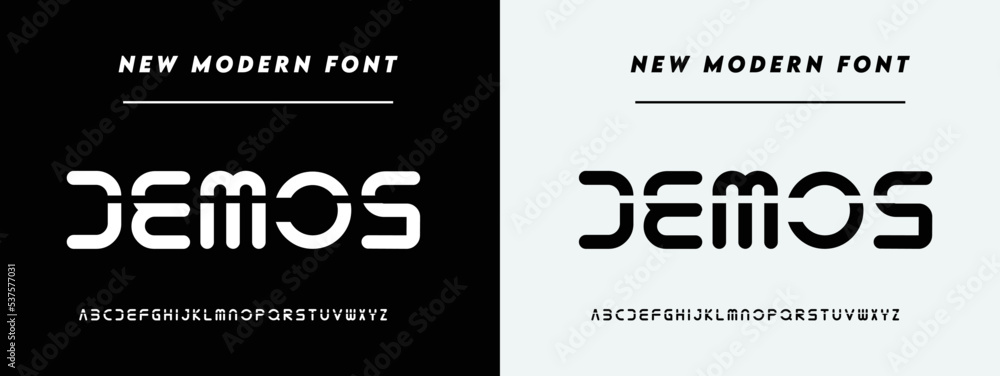 DEMOS Sports minimal tech font letter set. Luxury vector typeface for ...
