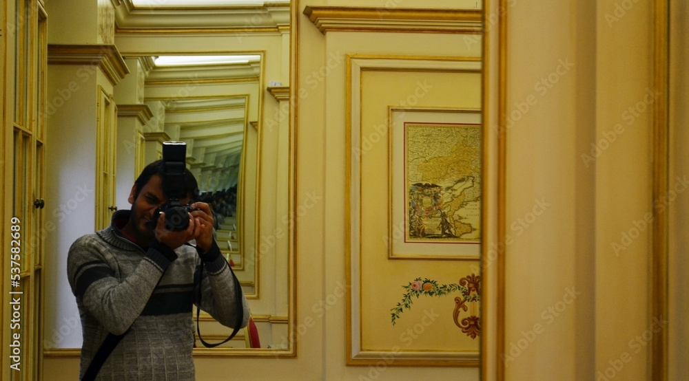 Infinity Self-reflection from a parallel mirror with Stock Photo ...