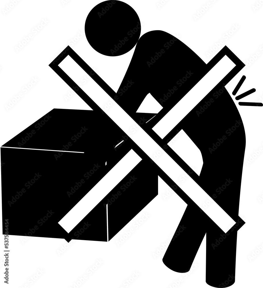 Heavy do not lift icon, Person Lifting in Prohibit, Packaging Symbol ...
