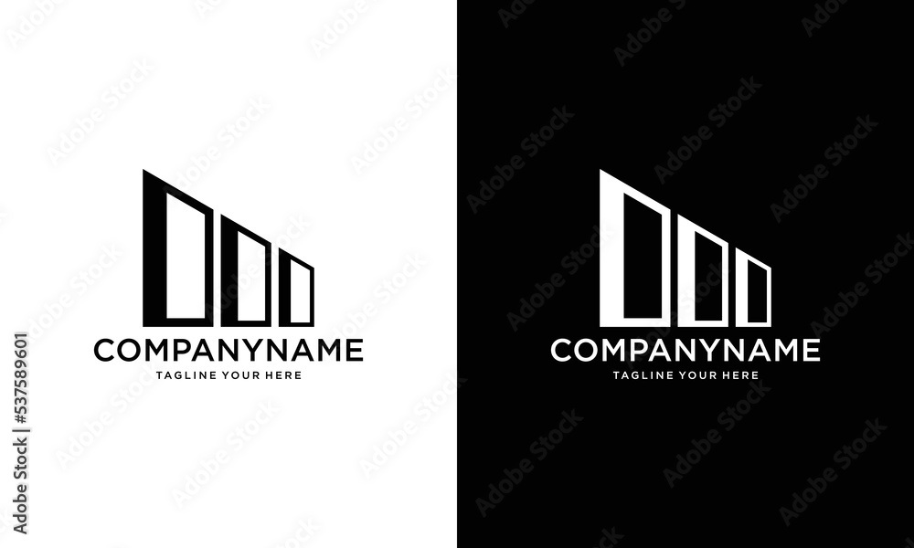 Line art building logo design inspiration. on a black and white ...