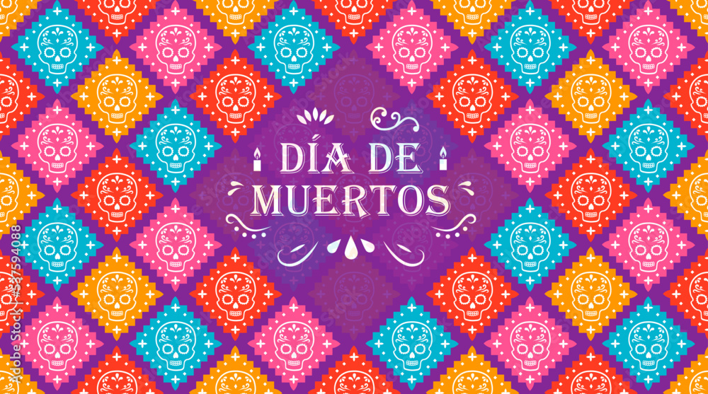 Fondo textura de papel picado del día de muertos vector de Stock ...