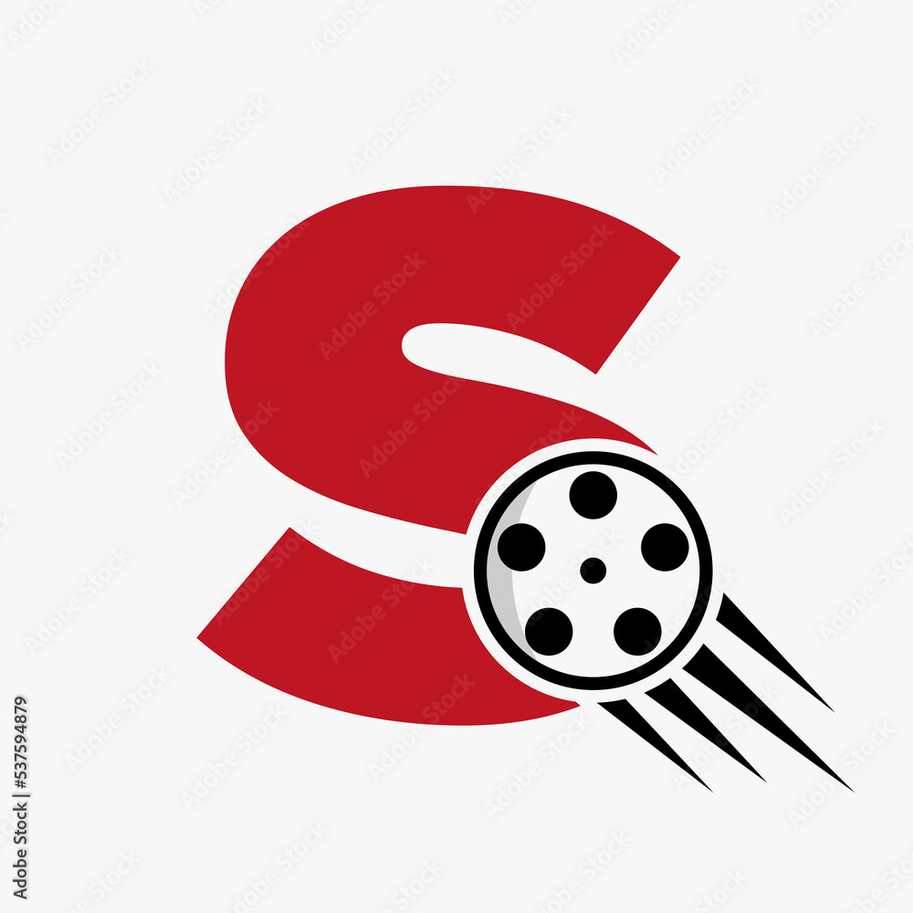 Letter S Film Logo Concept With Film Reel For Media Sign, Movie ...