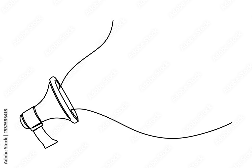 continuous line drawing of megaphone Stock Vector | Adobe Stock