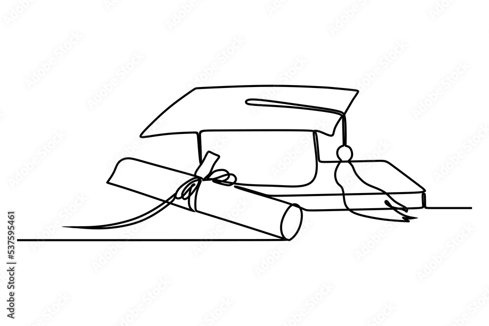 continuous line drawing of university graduation black hat Stock Vector ...