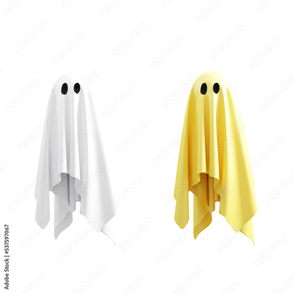 Ghost Cloth Character Clip Art Set: Isolated 3D Rendering. Stock ...