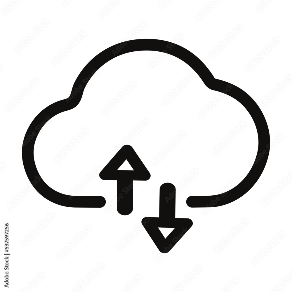 Collection cloud with arrow line icon. Upload and download cloud arrow ...