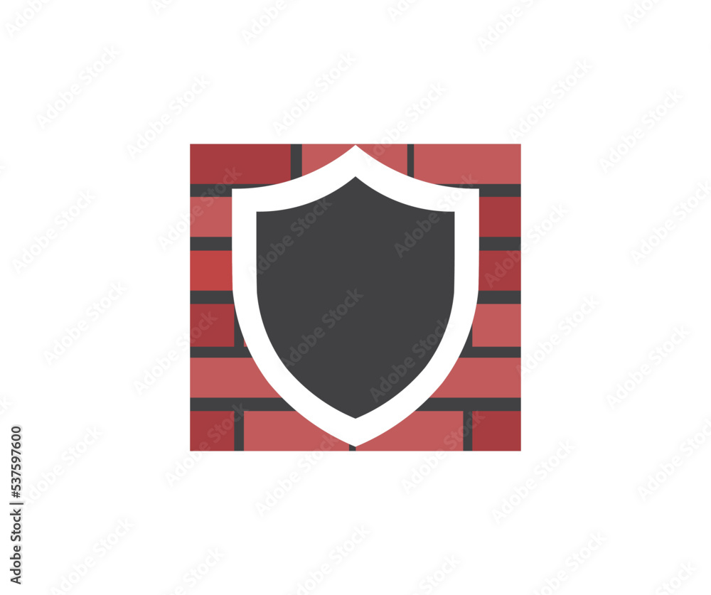 Shield with brick wall, Password protection logo design. Data ...