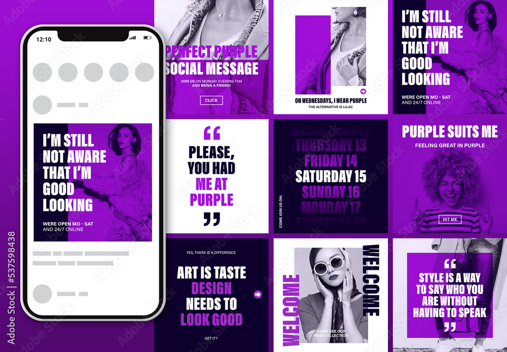 Purple Social Post Designs Stock Template | Adobe Stock Purple Social Post Designs Stock Template | Adobe Stock