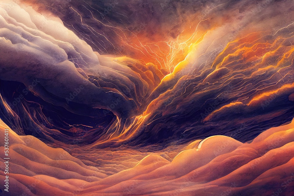 Fantasy abstract background of disaster, storm, mudslide with ...