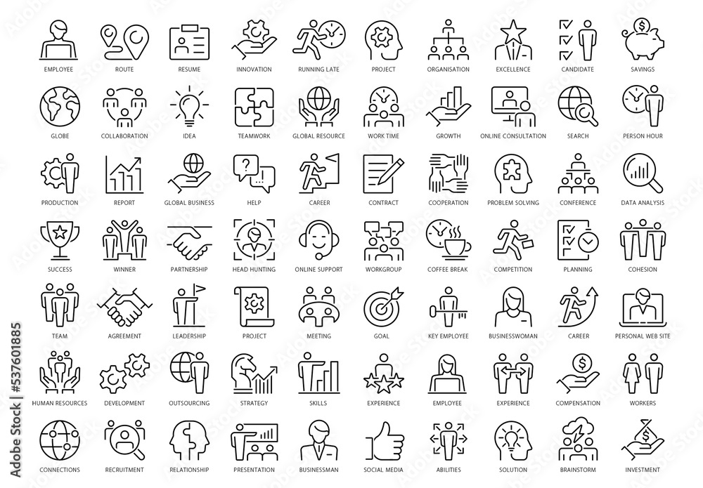 Business People Outline Icons Set Stock Template | Adobe Stock