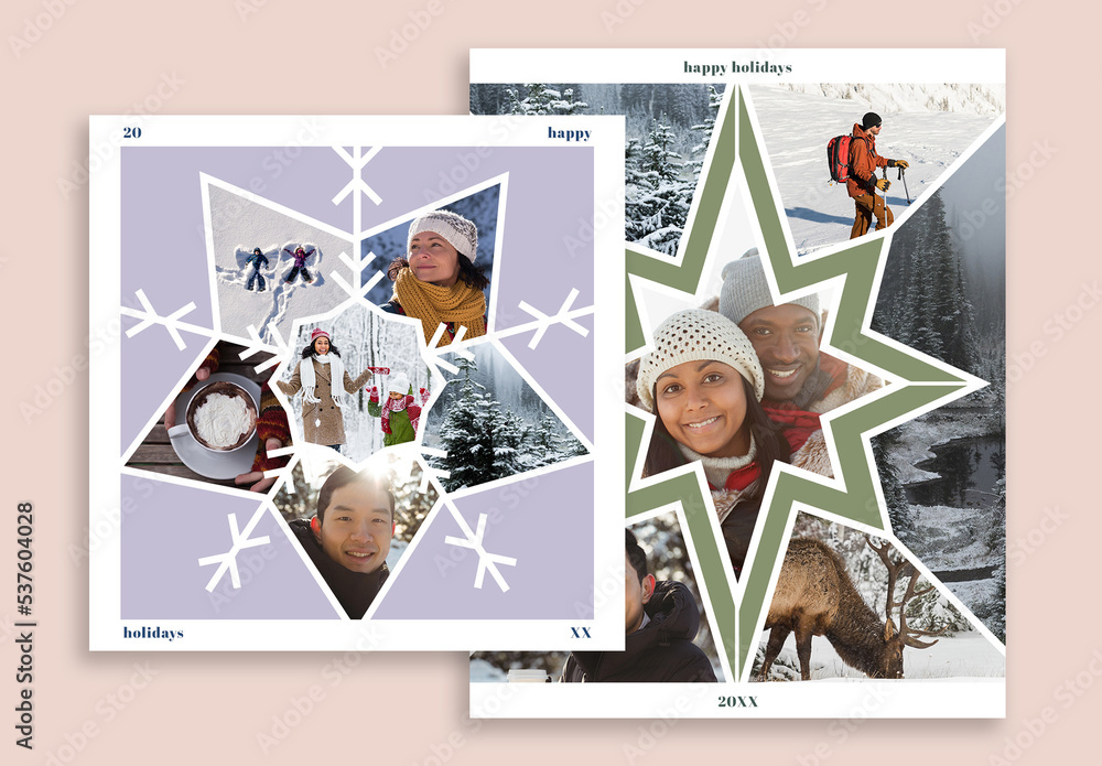 Holiday Photo Collage Social Media Layout Stock Template | Adobe Stock