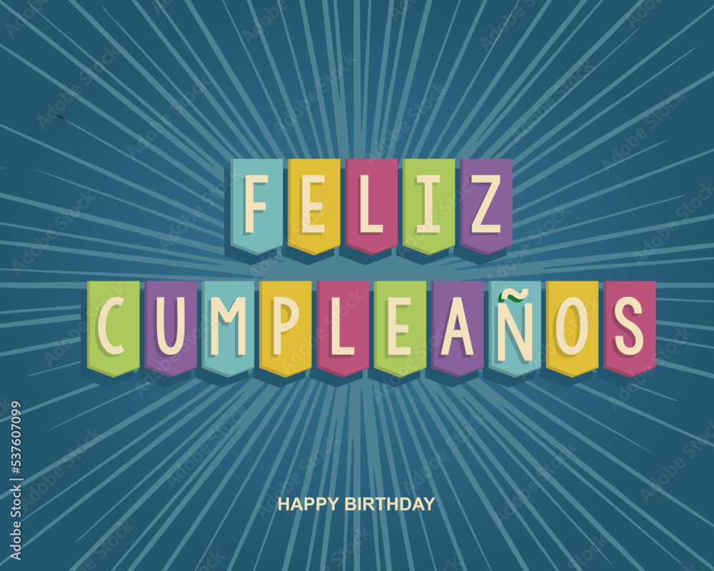 Vector Feliz Cumpleanos, translated Happy Birthday lettering design ...