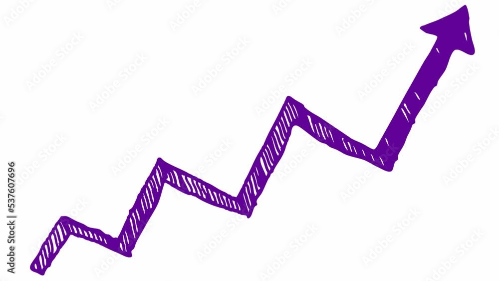 Animated financial growth chart with trend line graph. violet icon of ...