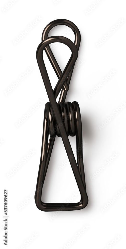 black paper clip with subtle shadow, isolated over a transparent ...