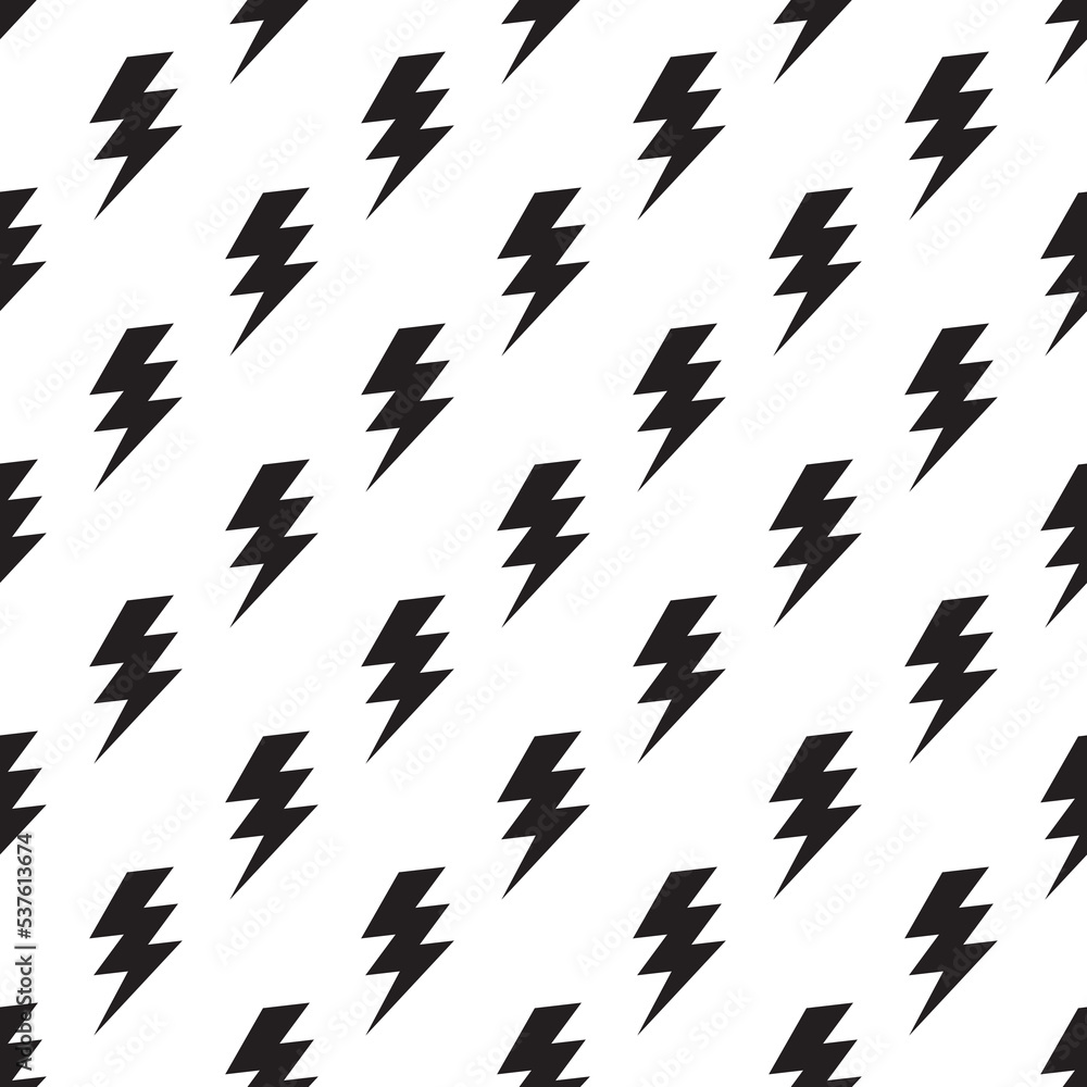 Vector cartoon seamless pattern with flash lightning print. Abstract repeatable thunderbolt ...