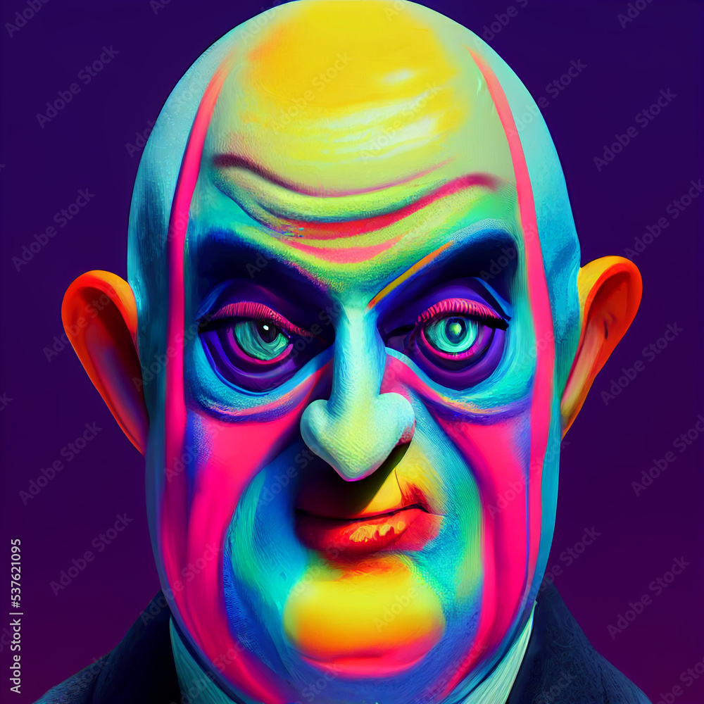 colorful humorous horror illustration of uncle fester addams bright ...