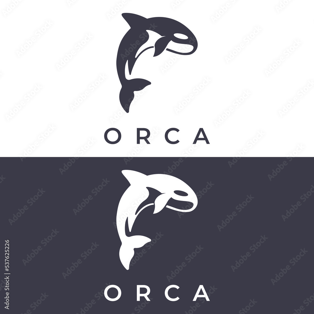Simple black orca whale animal template logo creative design. Killer ...