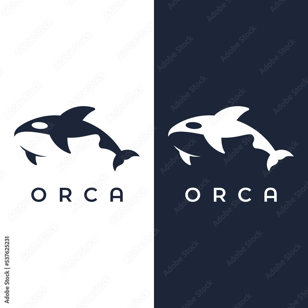 Simple black orca whale animal template logo creative design. Killer ...