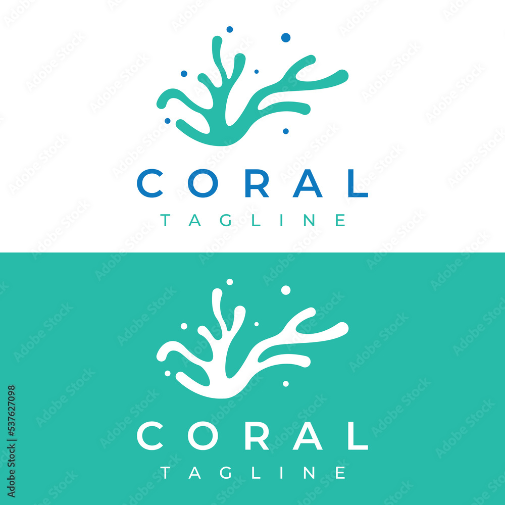 Beautiful colorful underwater natural coral reef logo creative design ...
