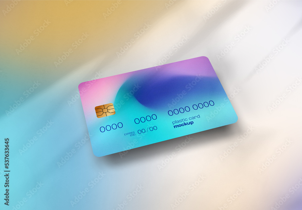 Modern Deposit Bank Card Mockup – Single Gradient Bank Card with Soft ...