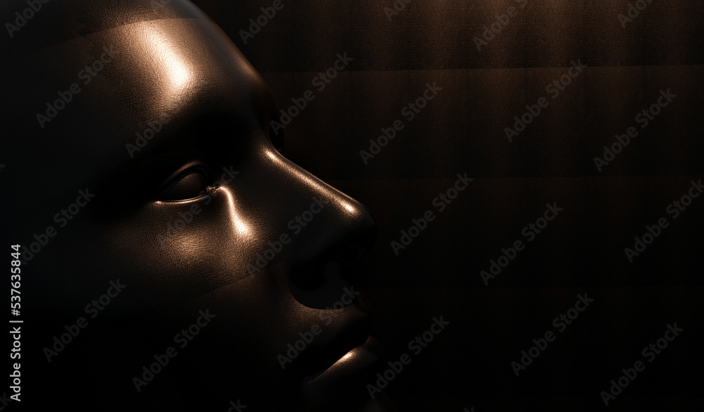 Polygonal human face. Futuristic concept of human and artificial ...