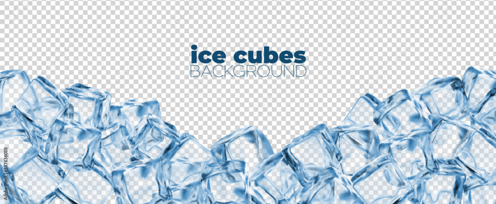 Realistic ice cubes background, crystal ice blocks. Frozen crystal 3d backdrop or banner ...