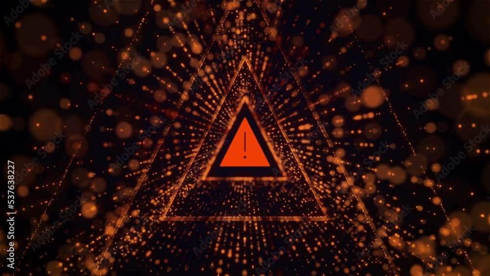 Blinking Yellow Warning symbol loop animation footage on black solid ...